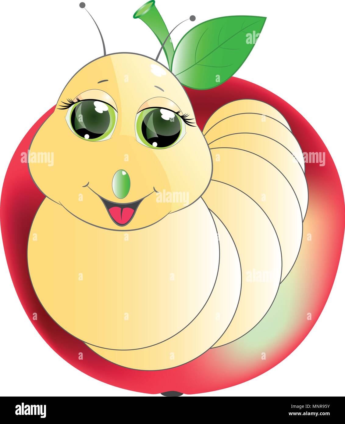 worm and apple cute vector illustration Stock Vector Image & Art - Alamy