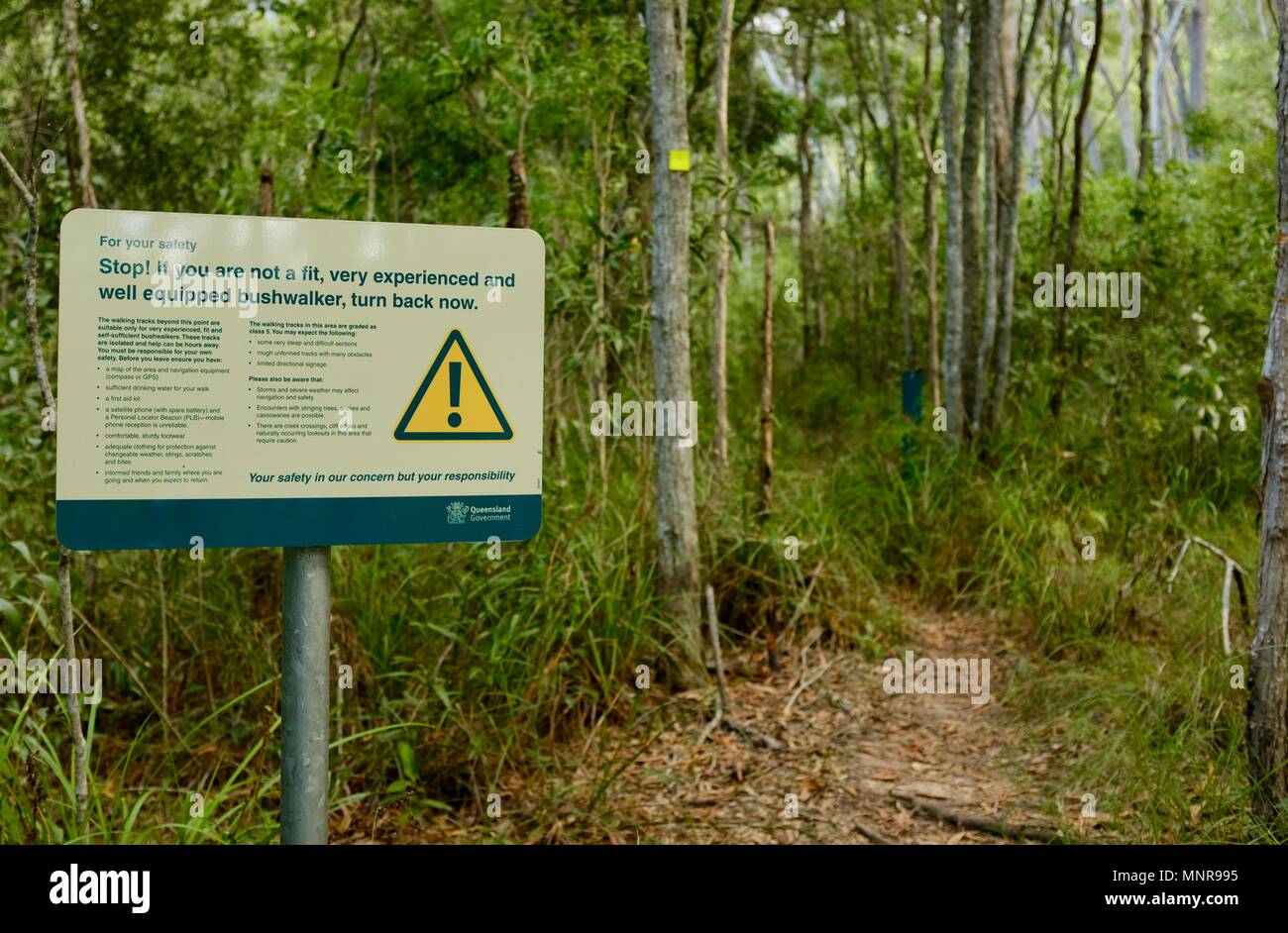 Warning sign at start of Mount Halifax walking trail, Paluma Range ...