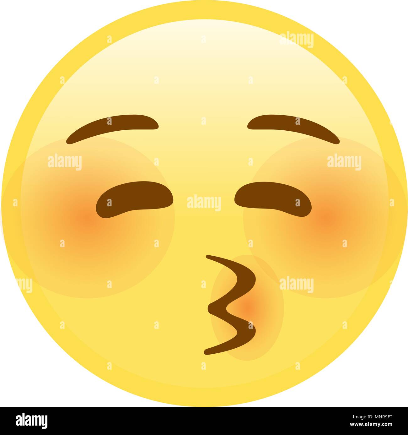 The isolated yellow face kissing icon on white background Stock Vector ...