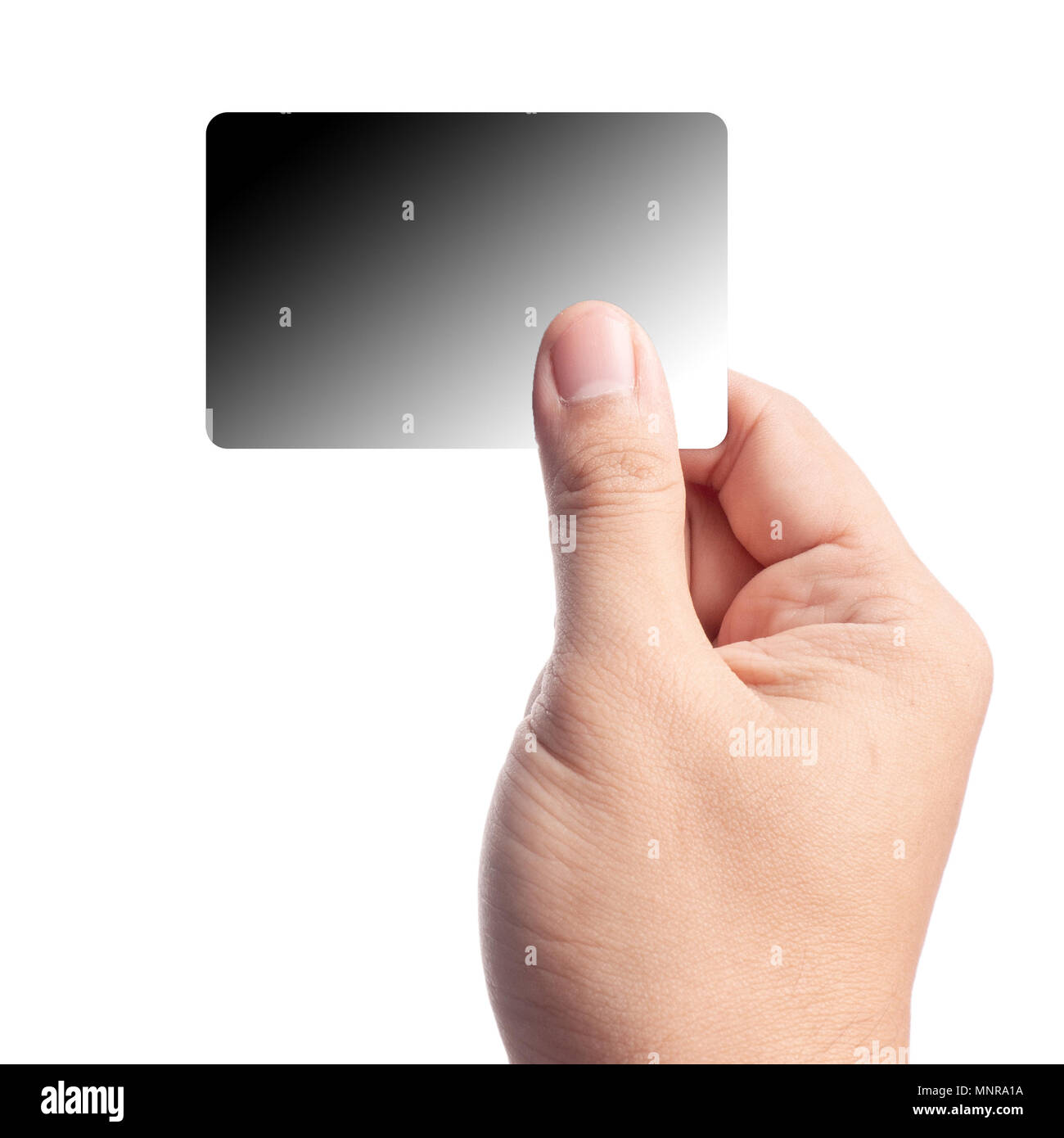 hand holding empty name card isolated on white background Stock Photo ...