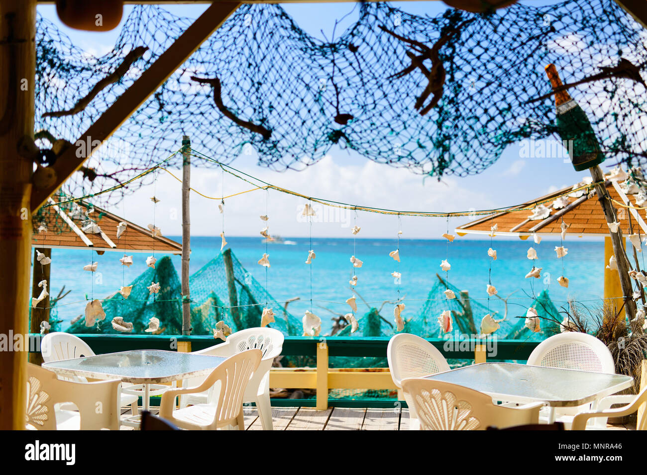 Authentic seaside restaurant on beautiful tropical beach at Caribbean ...