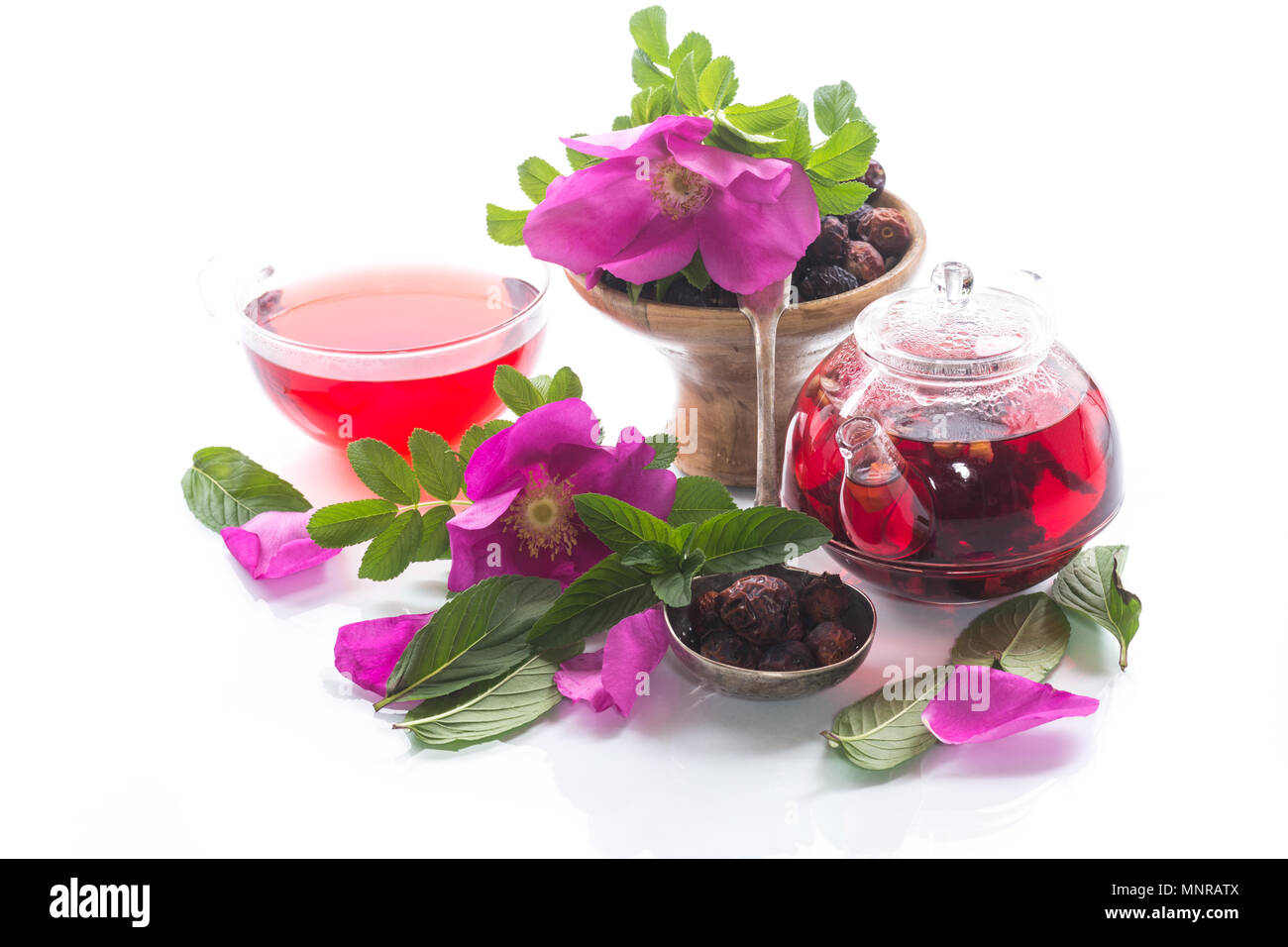 tea made from rose hips with mint Stock Photo - Alamy