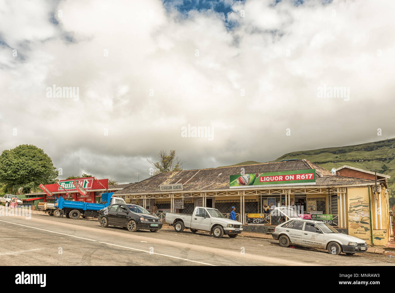 BULWER, SOUTH AFRICA - MARCH 23, 2018: A street scene with businesses ...
