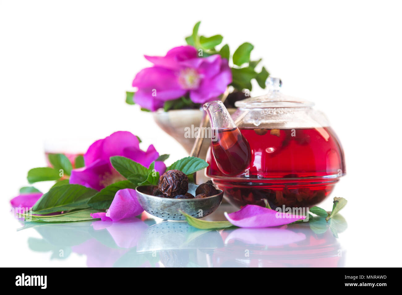 tea made from rose hips with mint Stock Photo - Alamy