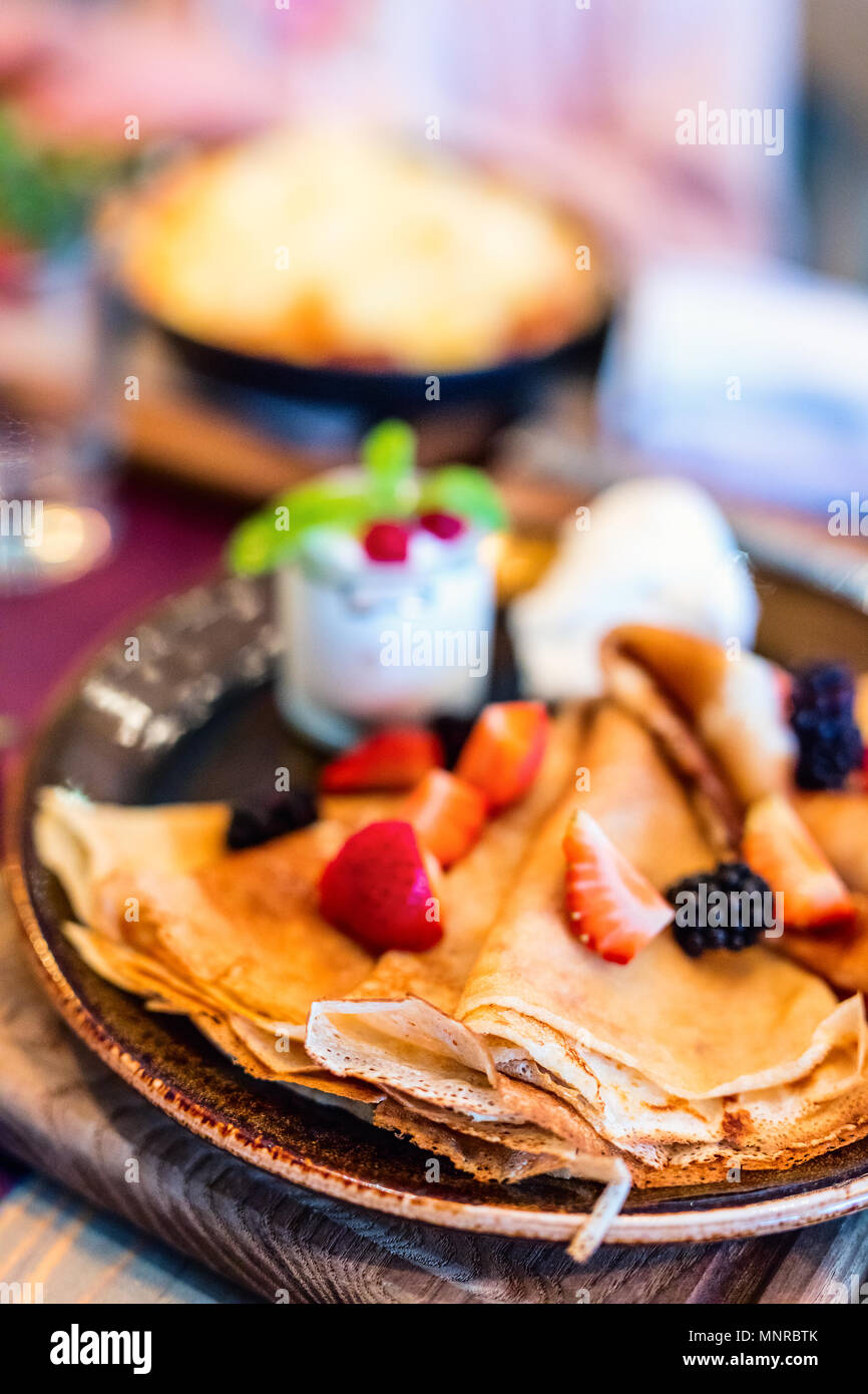 Homemade crepes served fresh hi-res stock photography and images - Alamy
