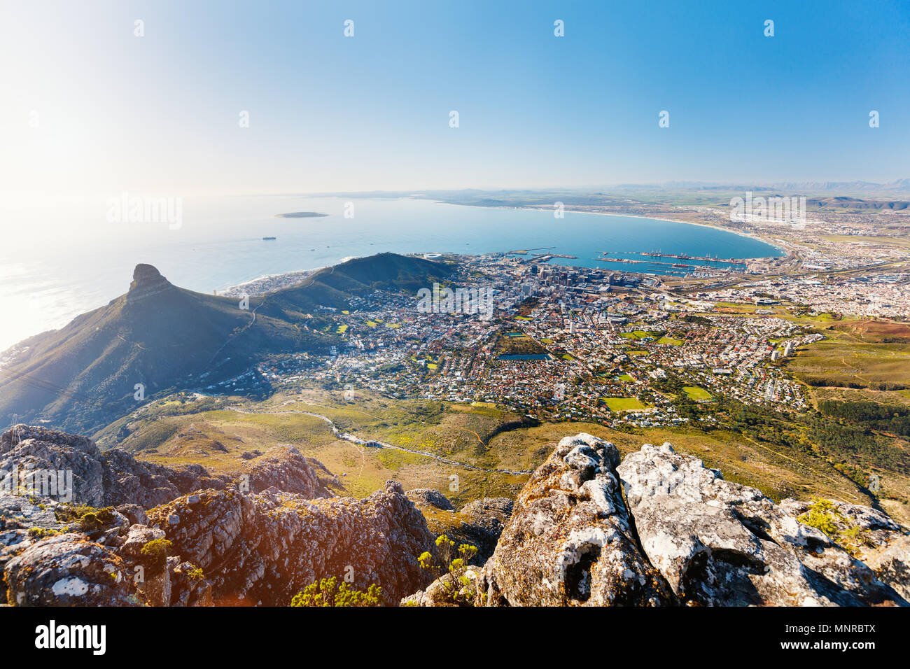 Breathtaking views of Cape Town from top of Table mountain Stock Photo ...