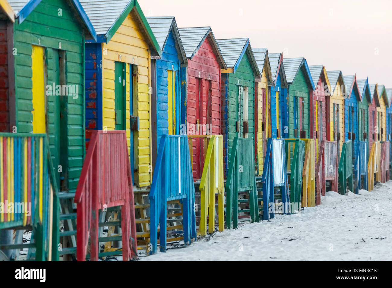 Famous colorful huts of Muizenberg beach near Cape Town in South Africa ...