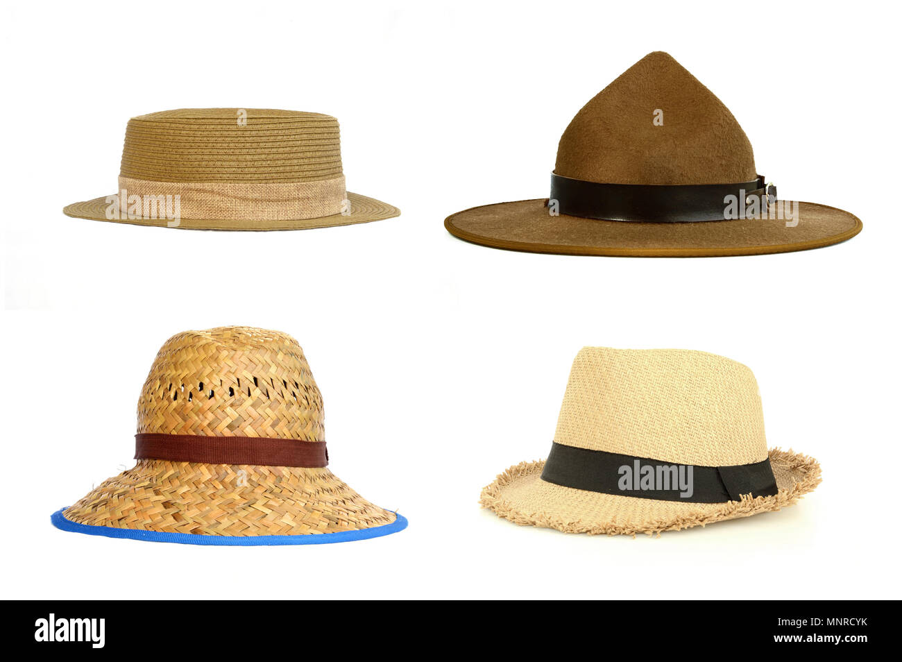 set of brim hat isolated on white Stock Photo - Alamy