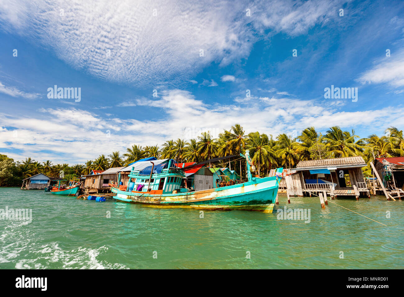 Traditional floating village on Koh Rong island in Cambodia Stock Photo ...