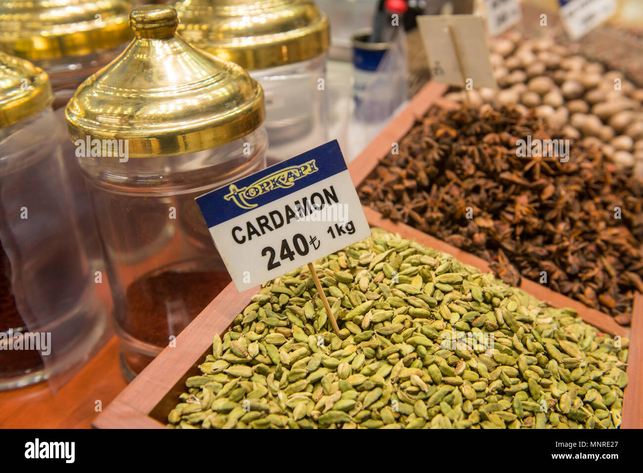Cardamom seeds out on display for sale at Istanbul Spice bazaar in ...