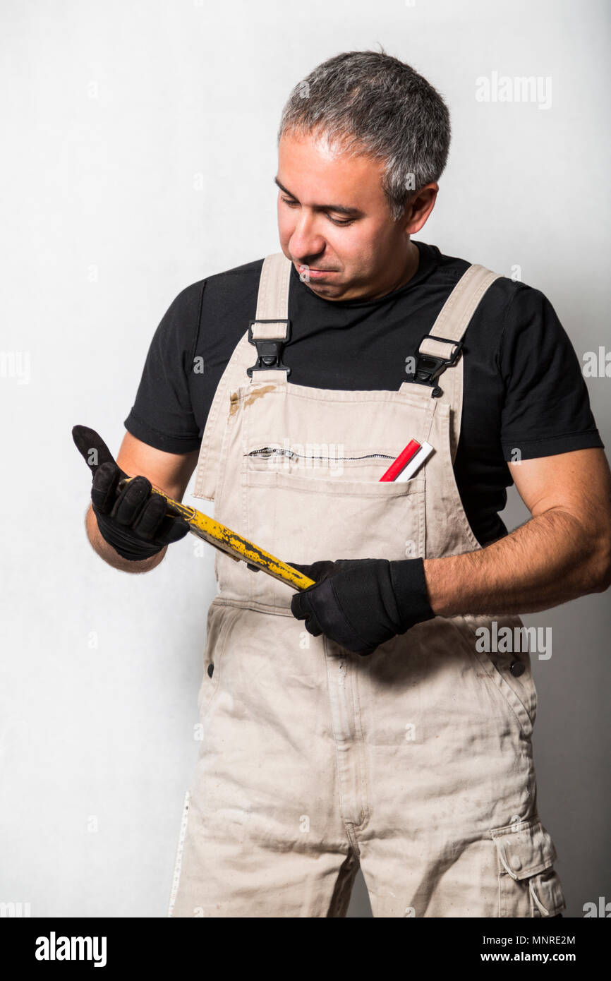 Male man worker specialist plumber, engineer or constructor in white ...