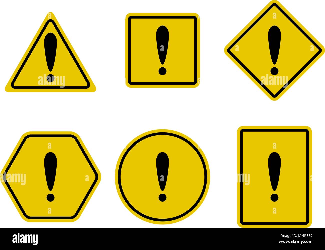 Exclamation And Warning Sign Set Attention Triangle Safety Symbol Of
