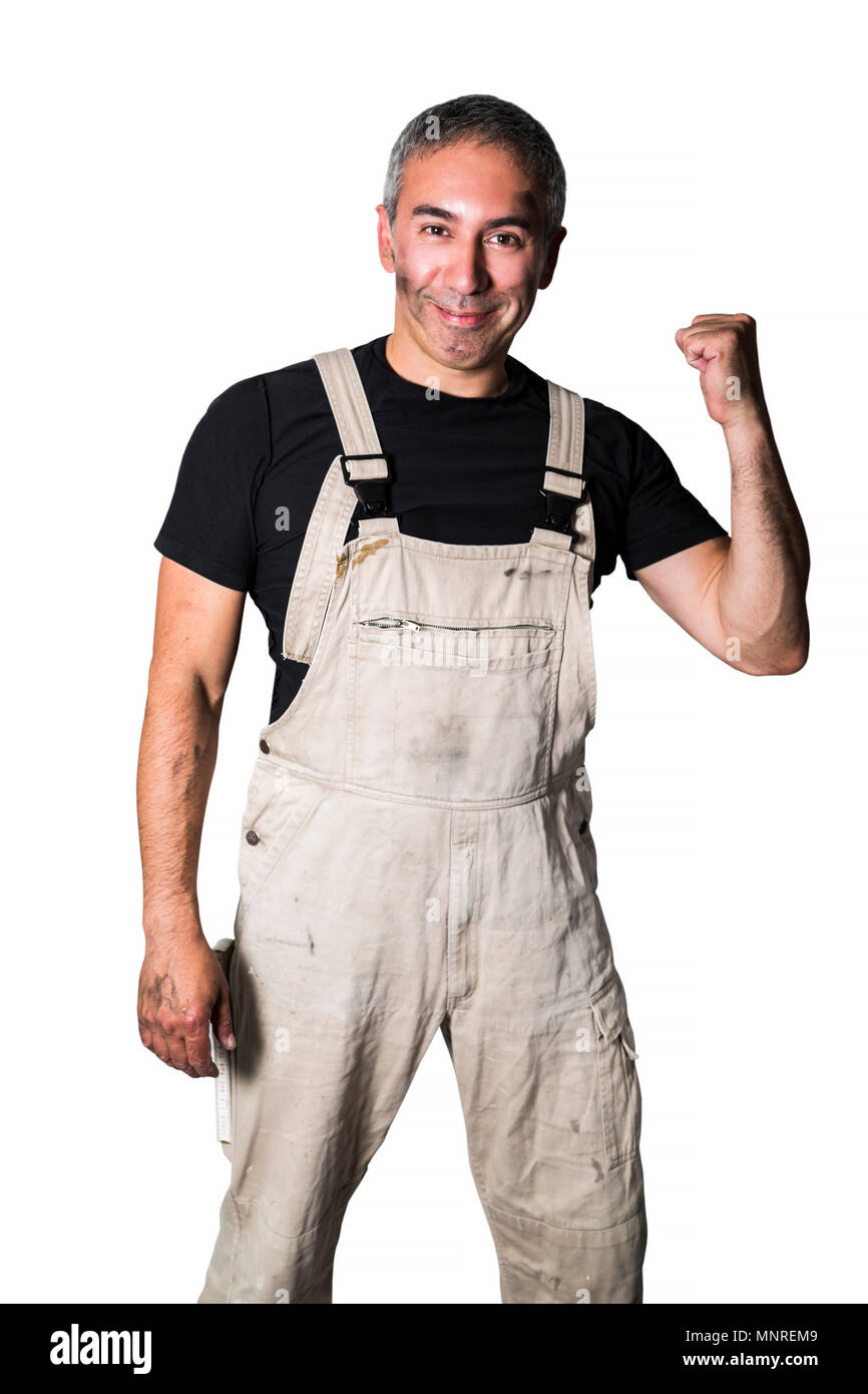 Male man worker specialist plumber, engineer or constructor in white ...