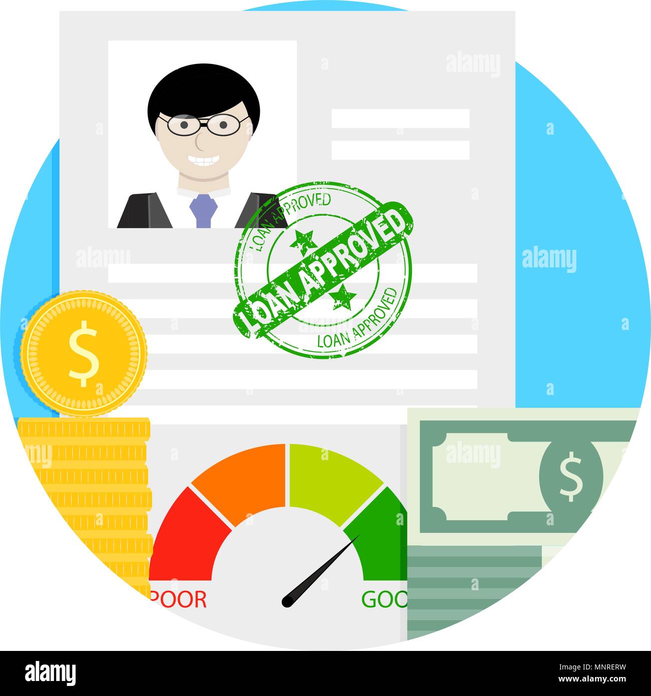 Loan approved icon. Financial approval for loan, finance mortgage ...