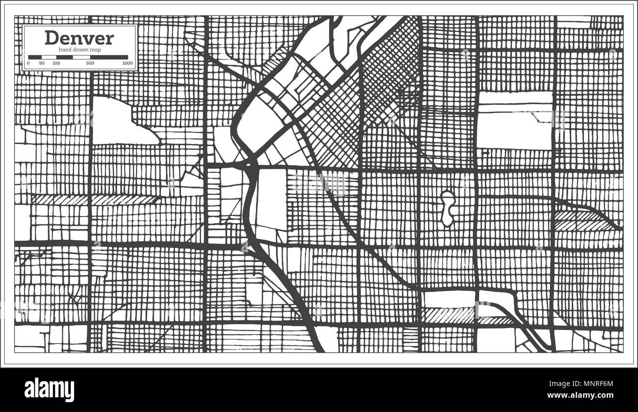 Denver USA City Map in Retro Style. Outline Map. Vector Illustration ...