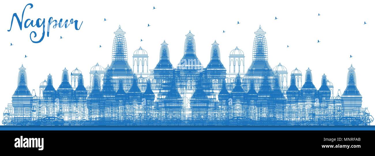 Outline Nagpur India Skyline with Blue Buildings. Vector Illustration ...
