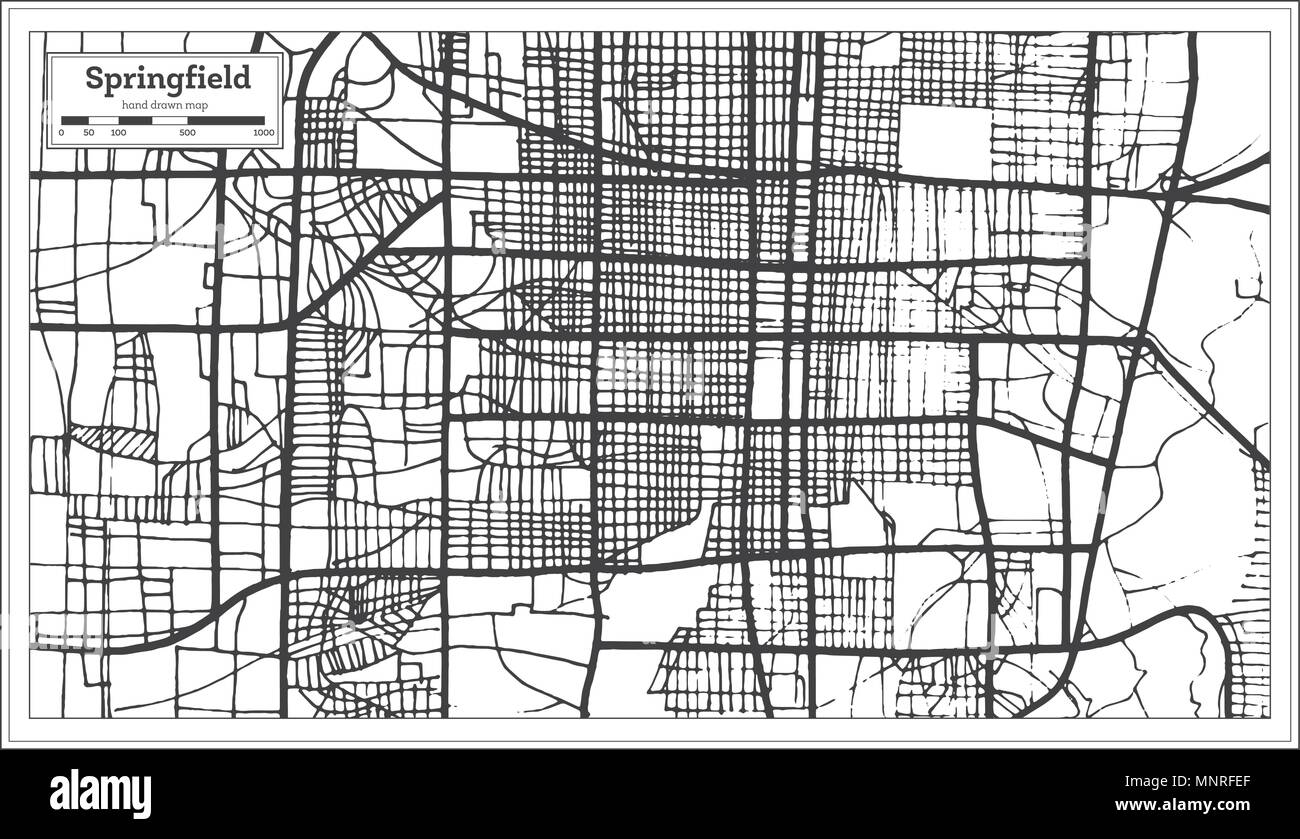 Springfield USA City Map in Retro Style. Outline Map. Vector ...