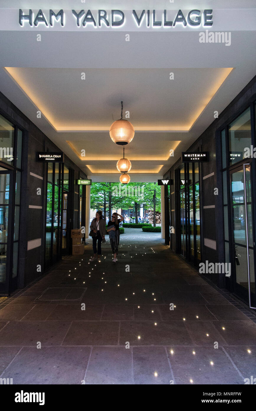 Ham Yard Village in Soho, with the Ham Yard Hotel Stock Photo - Alamy