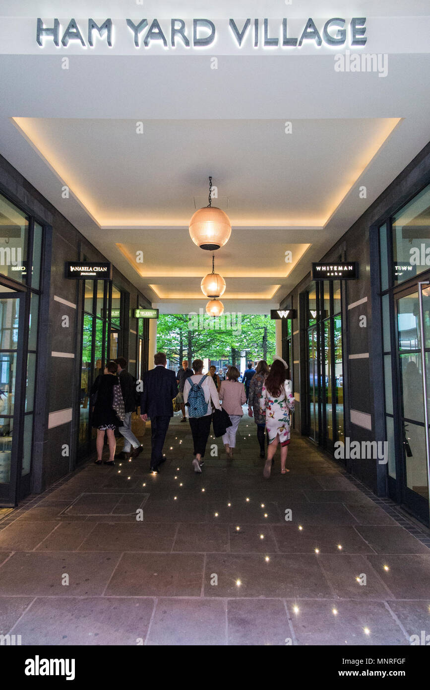 Ham Yard Village in Soho, with the Ham Yard Hotel Stock Photo - Alamy