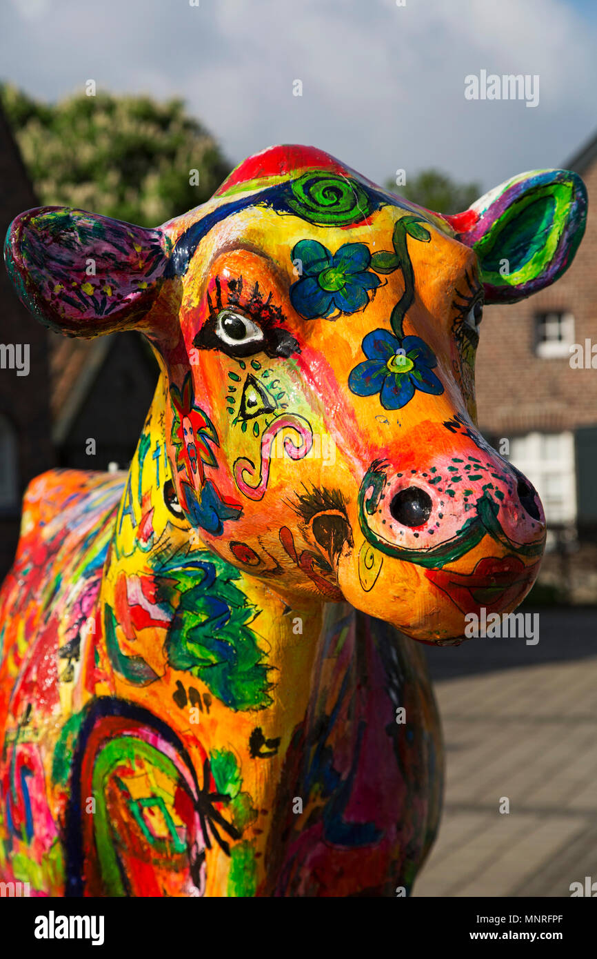 Colourfully painted cow statue outside of the Museum De Locht at ...