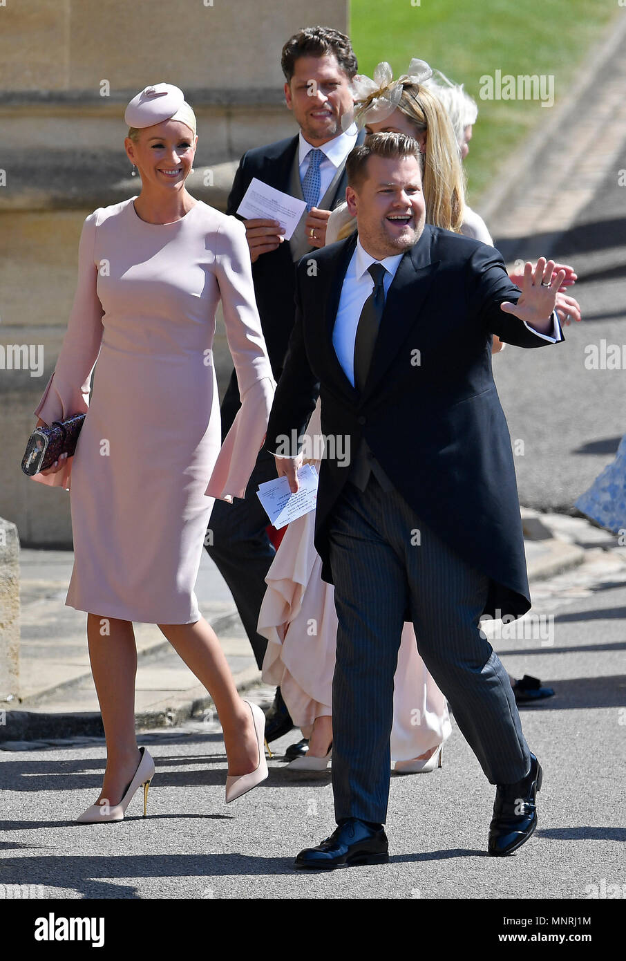 Julia Carey and James Cordon arrive at St George's Chapel in Windsor ...