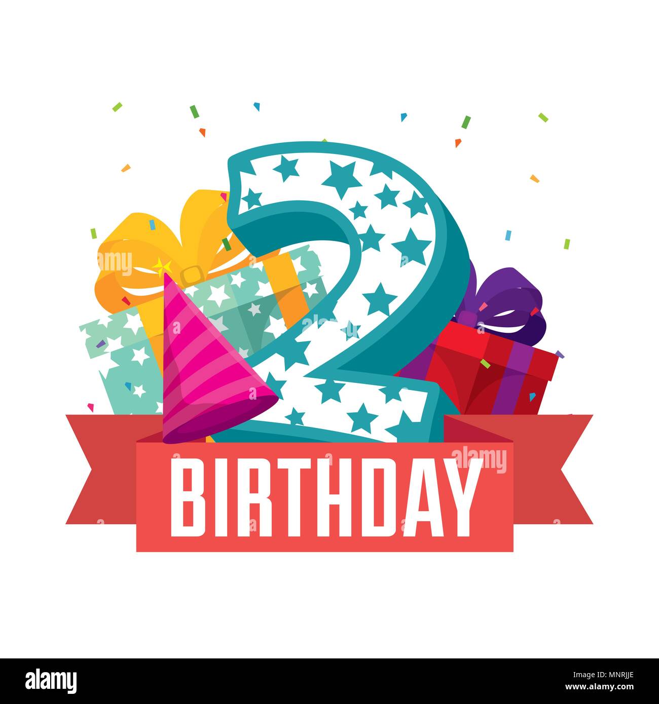 birthday card with candle number two Stock Vector Image & Art - Alamy