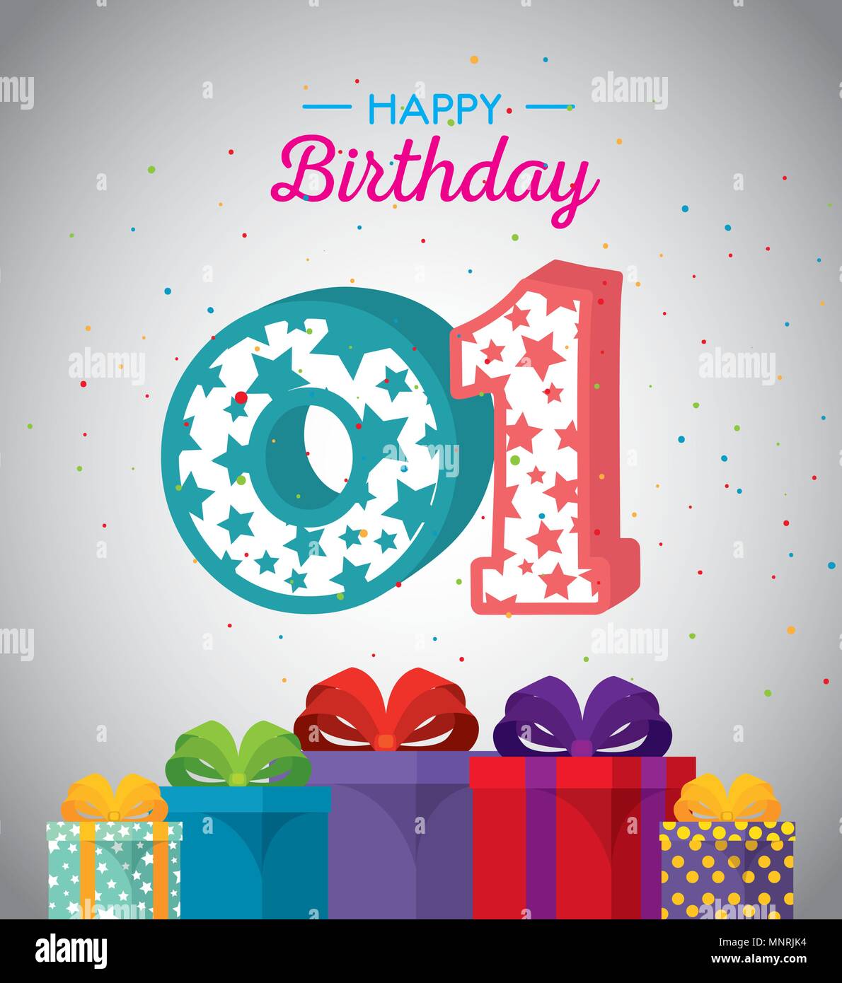 birthday card with candle number one Stock Vector Image & Art - Alamy