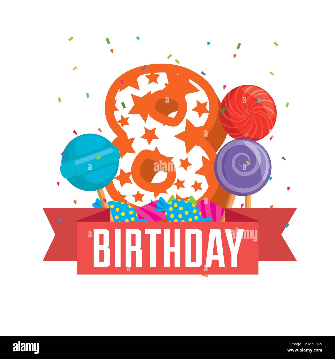 birthday card with candle number eight Stock Vector Image & Art - Alamy