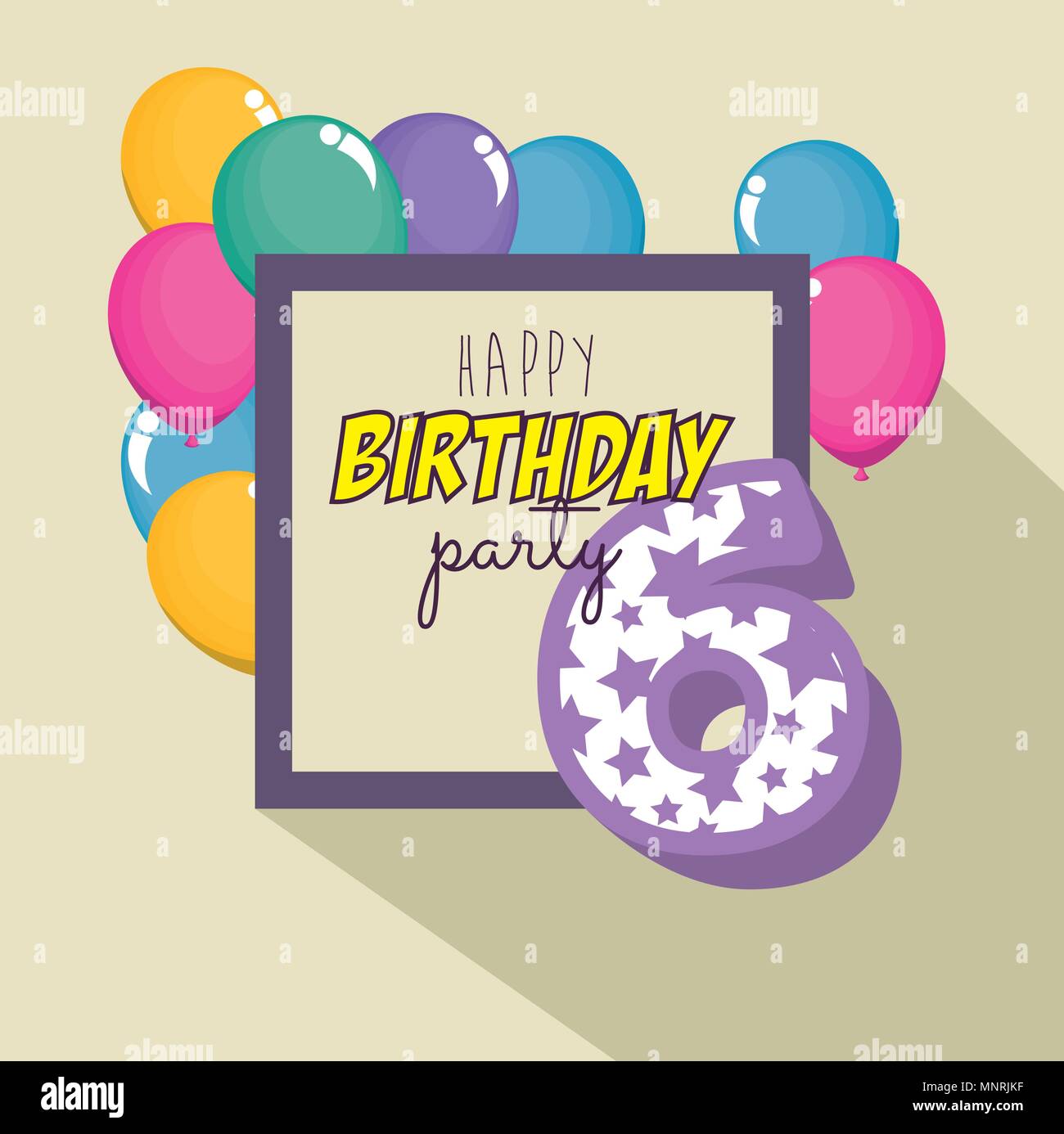 birthday card with candle number six Stock Vector Image & Art - Alamy