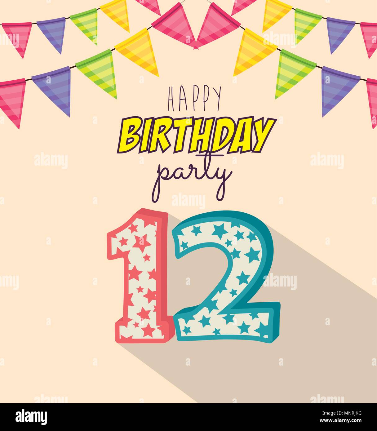 birthday card with candle number twelve Stock Vector Image & Art - Alamy