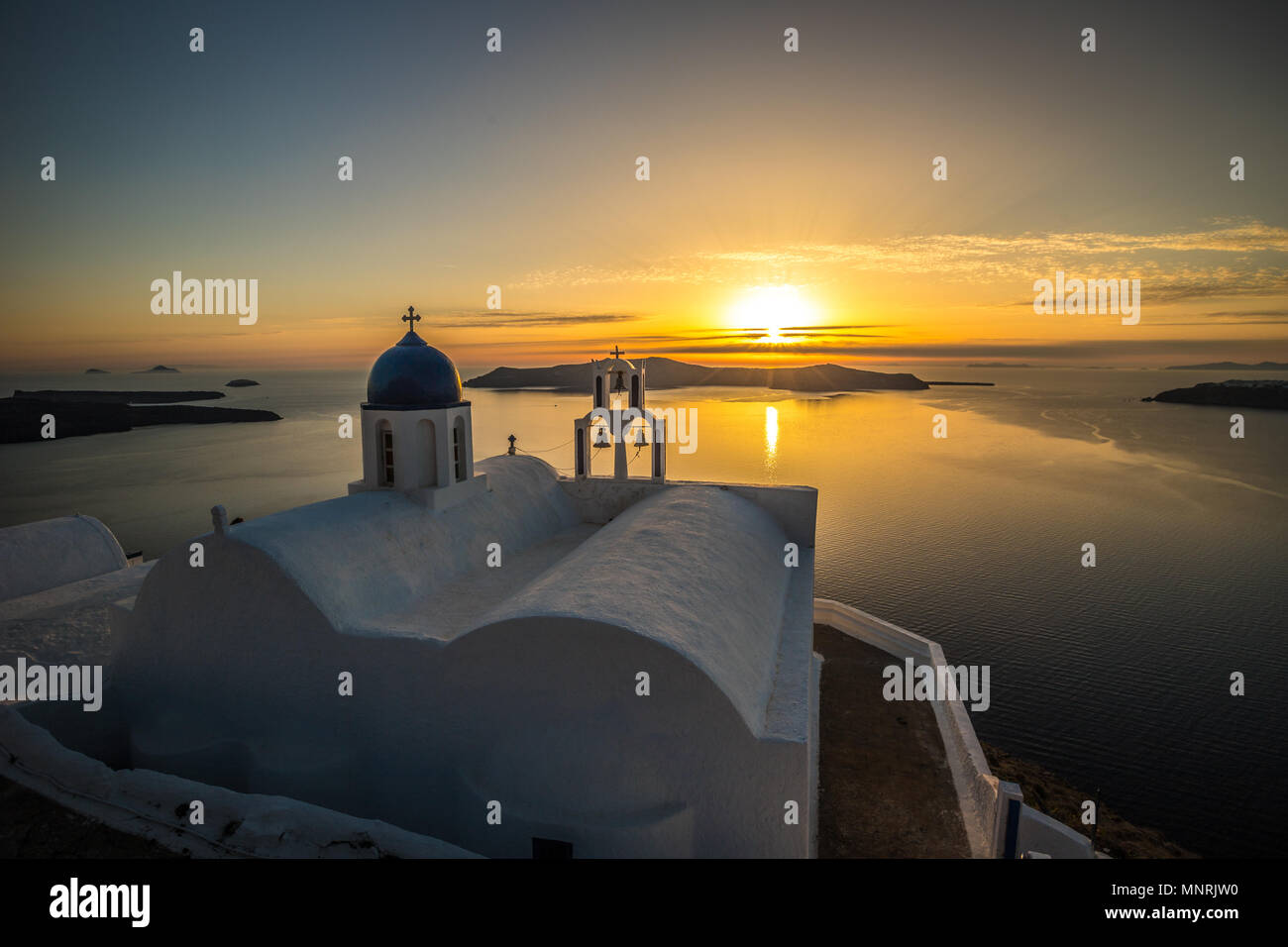 Very night sunset in Santorini in Greece Stock Photo - Alamy