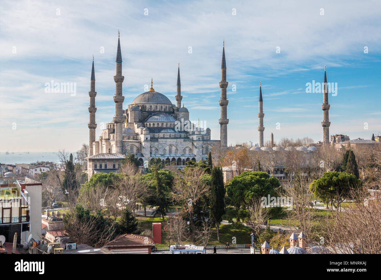 Nice sunny day in Blue Mosque Istanbul Stock Photo - Alamy