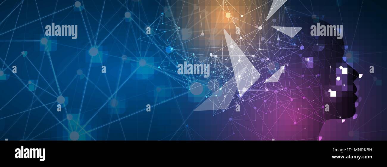 Abstract Artificial intelligence. Technology web background. Virtual ...