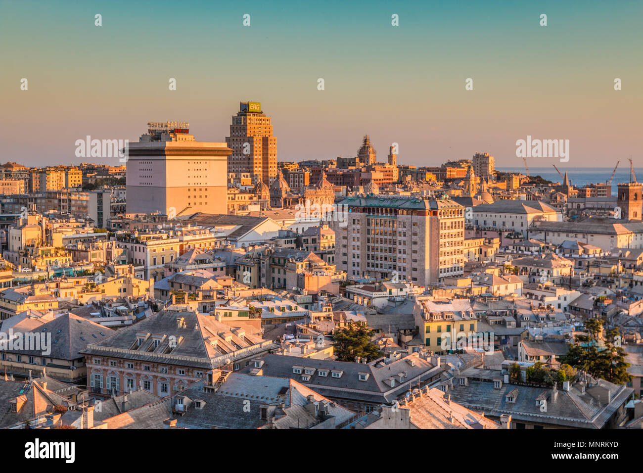 Very nice sunset in Genoa Stock Photo - Alamy