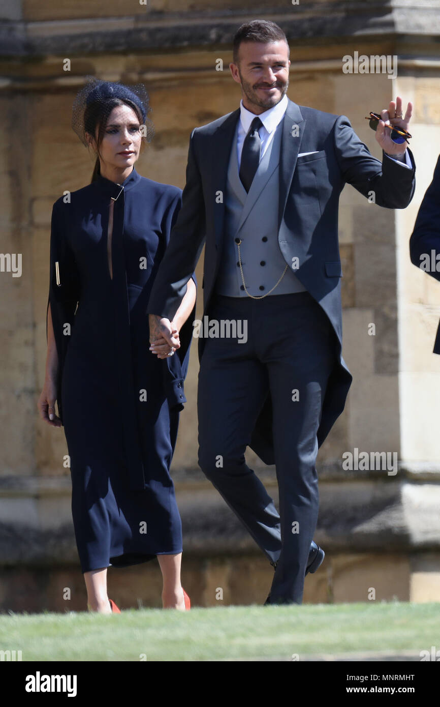 David and Victoria Beckham arrive at St George's Chapel at Windsor ...