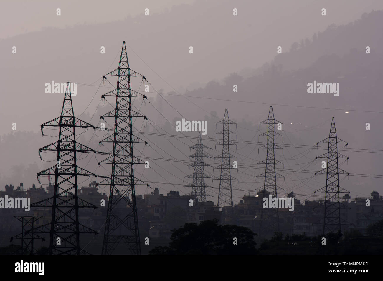 Hydro power Electric Pole and Wire Stock Photo - Alamy