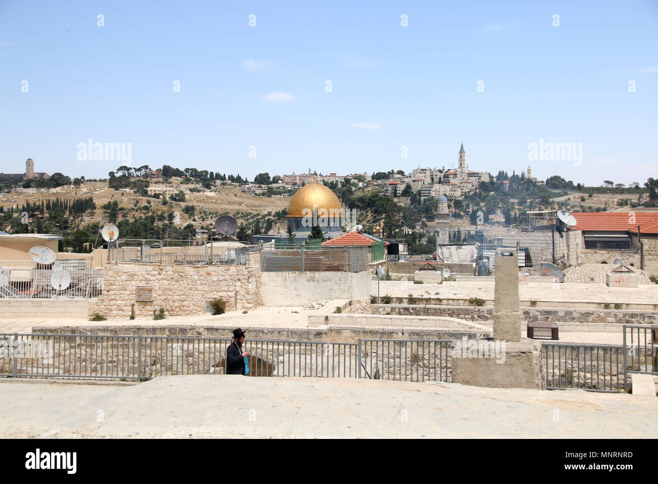 Jerusalem, Israel - May 16, 2018: An Orthodox Jew walks through the Old ...