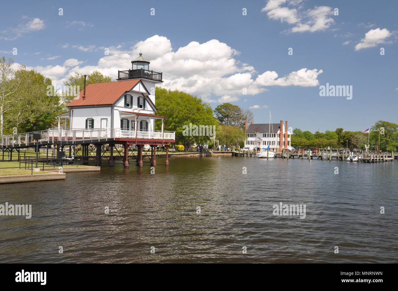 The restored Roanoke River Lighthouse located in Edenton North Carolina ...