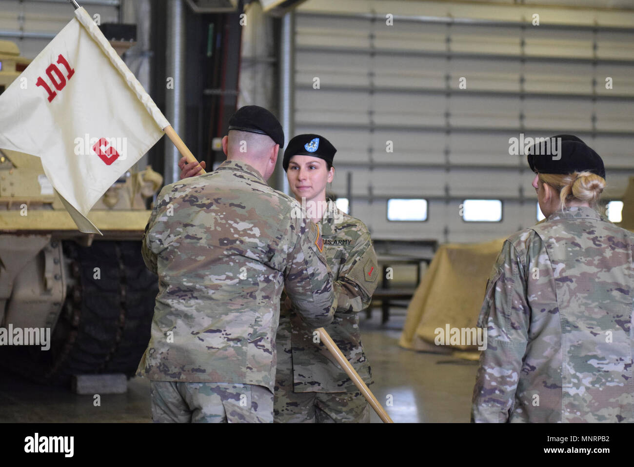Capt. Elizabeth Mikulka (facing forward), Forward Support Company G ...