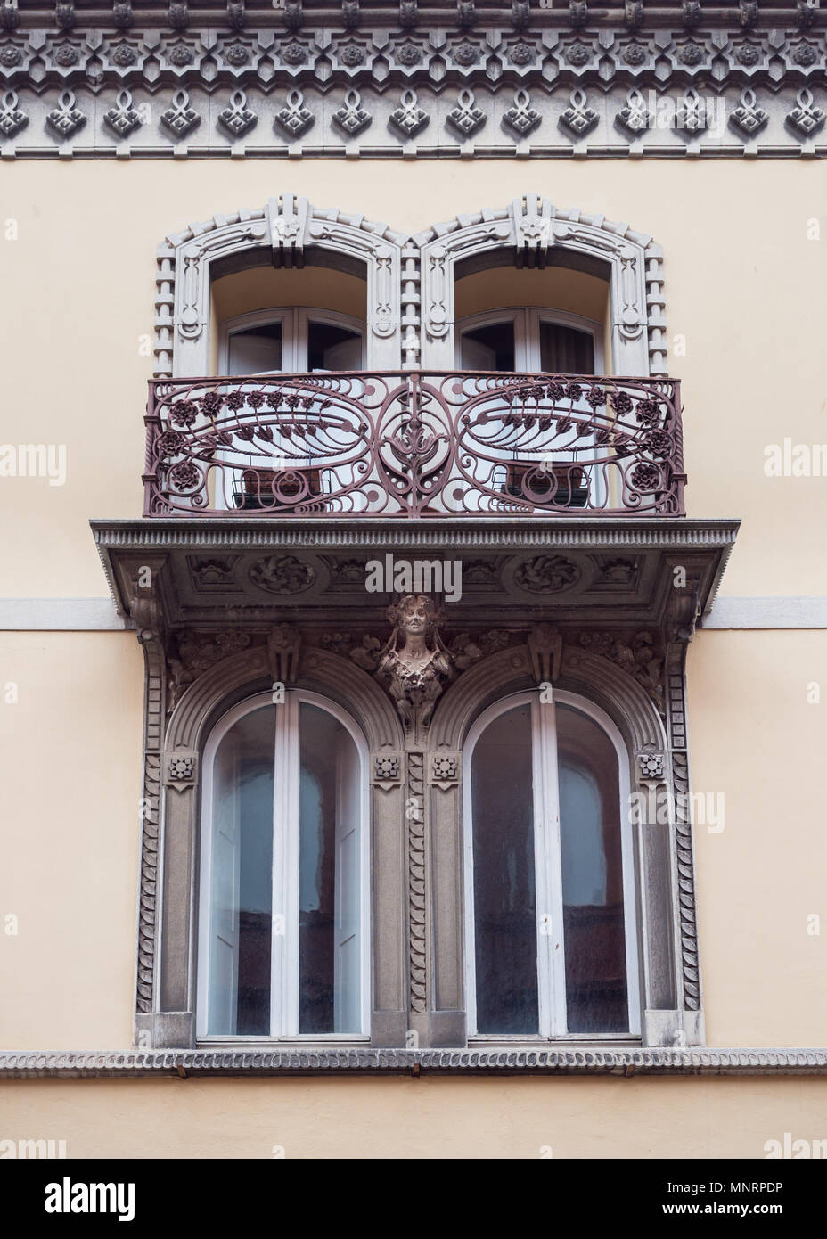 Detail of the windows of a medieval palace in Ravenna, Italy Stock ...