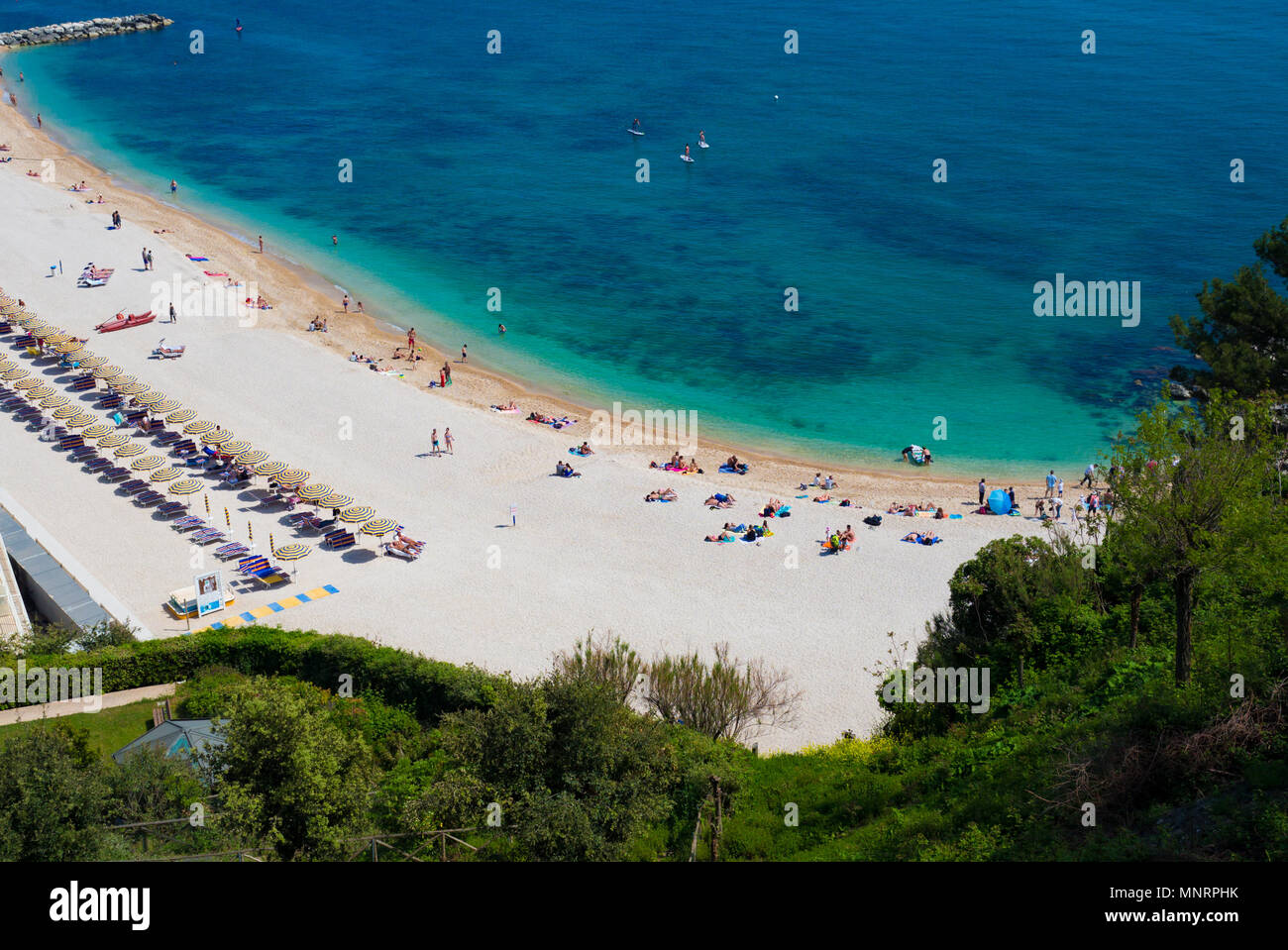 The wonderful and unspoiled beach of Numana, mount Conero, Italy Stock ...