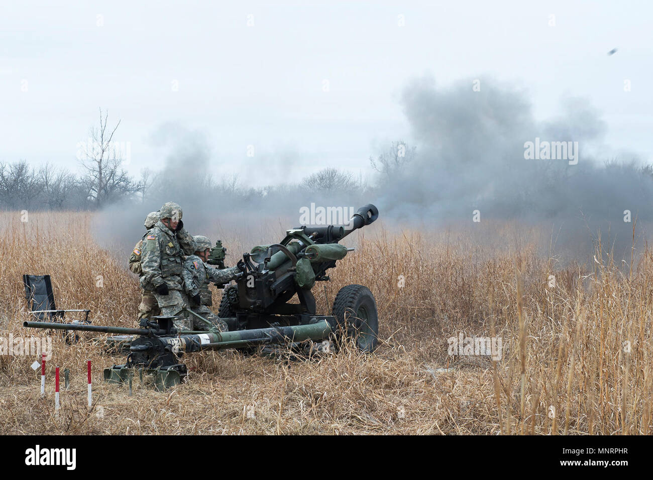 Members of the 1st Battalion, 160th Field Artillery, 45th Infantry Brigade Combat Team, Oklahoma ...