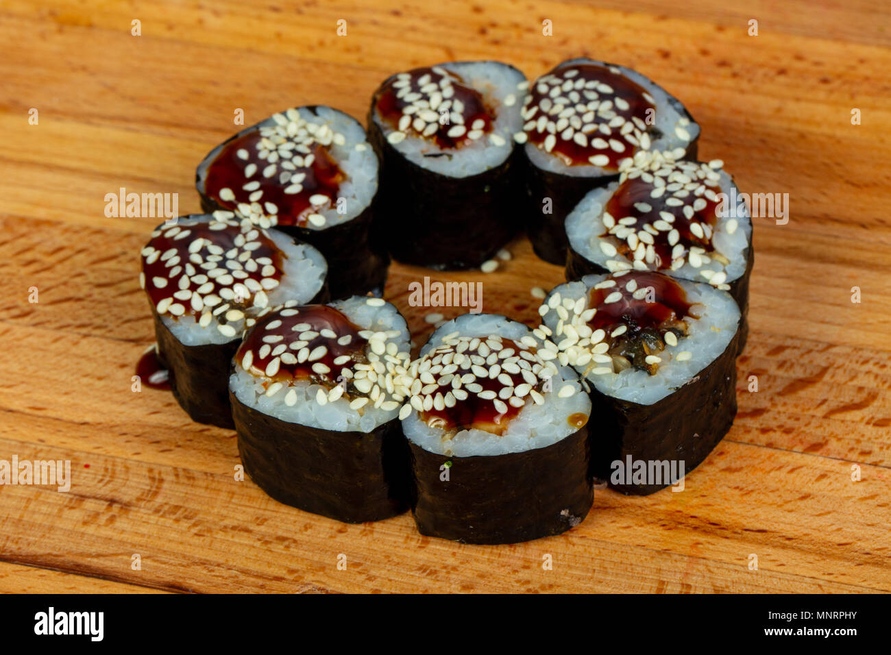 Unagi maki - japanese eel roll Stock Photo - Alamy
