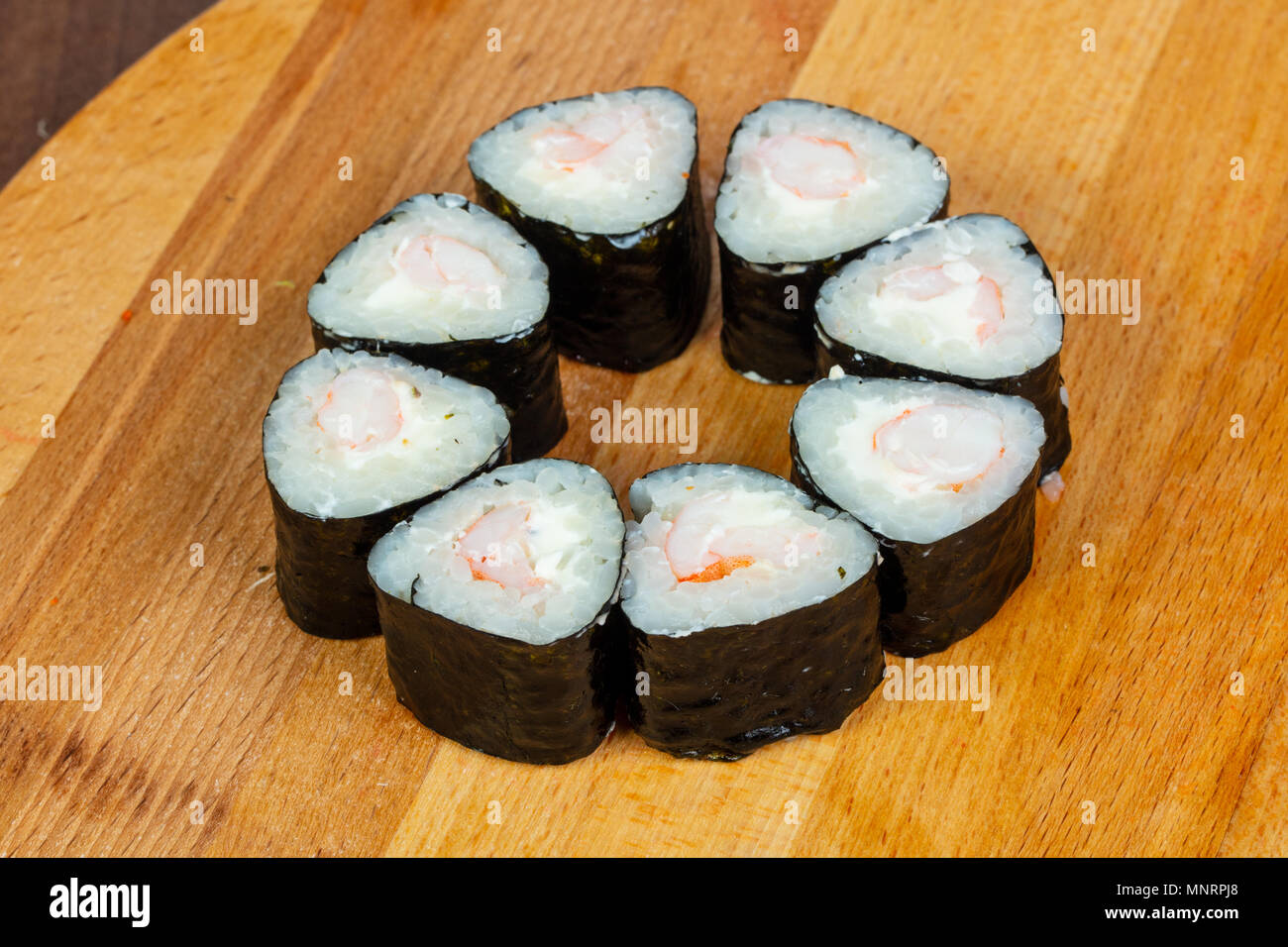Prawn maki roll - Ebi with nori Stock Photo - Alamy