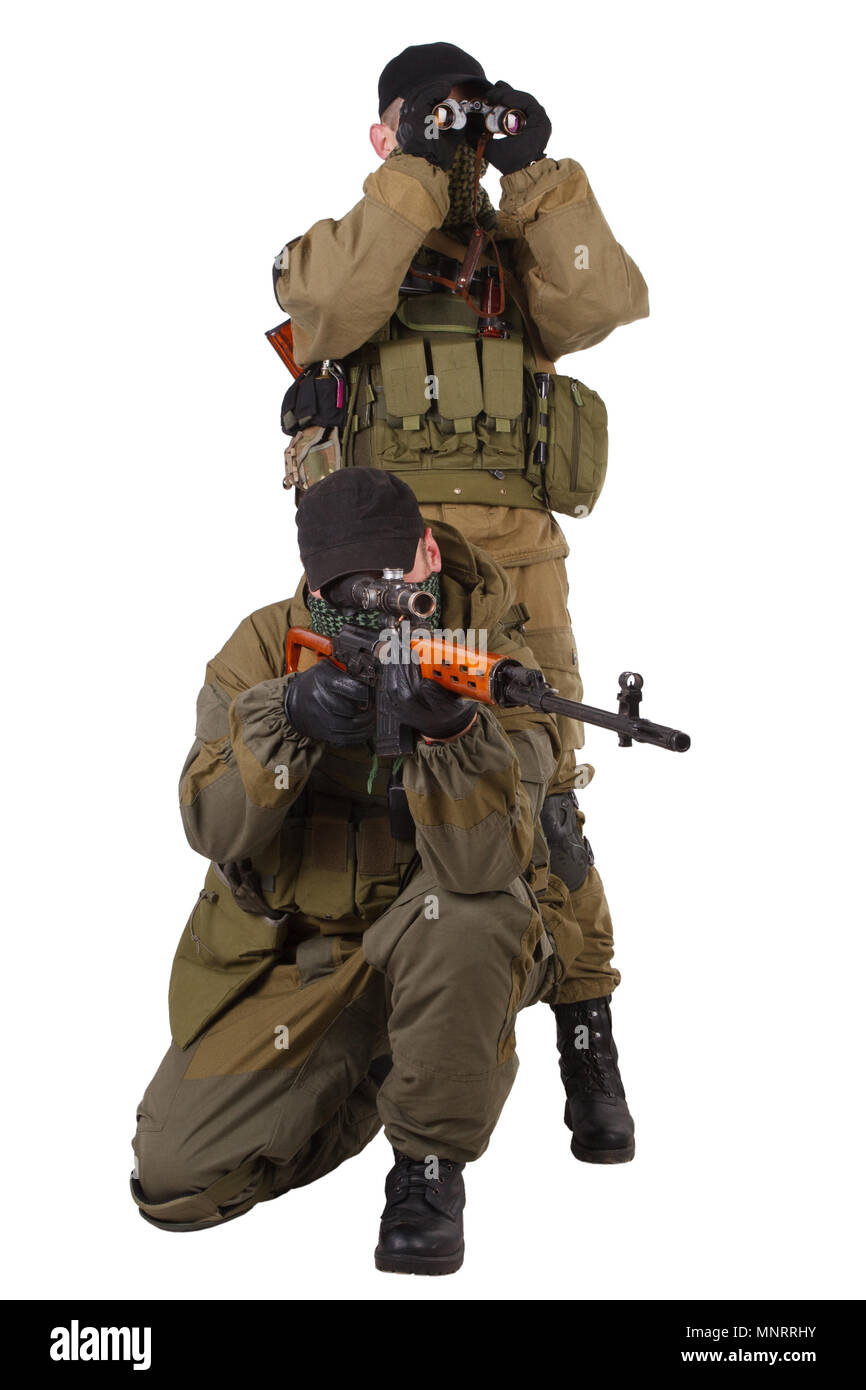 insurgent sniper pair with SVD rifle isolated on white background Stock ...