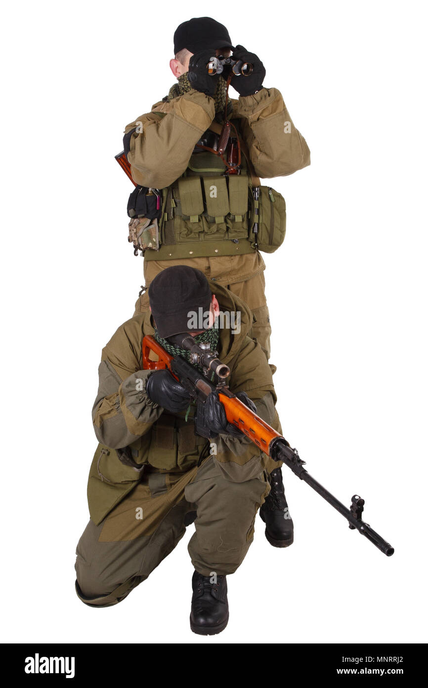 insurgent sniper pair with SVD rifle isolated on white background Stock ...