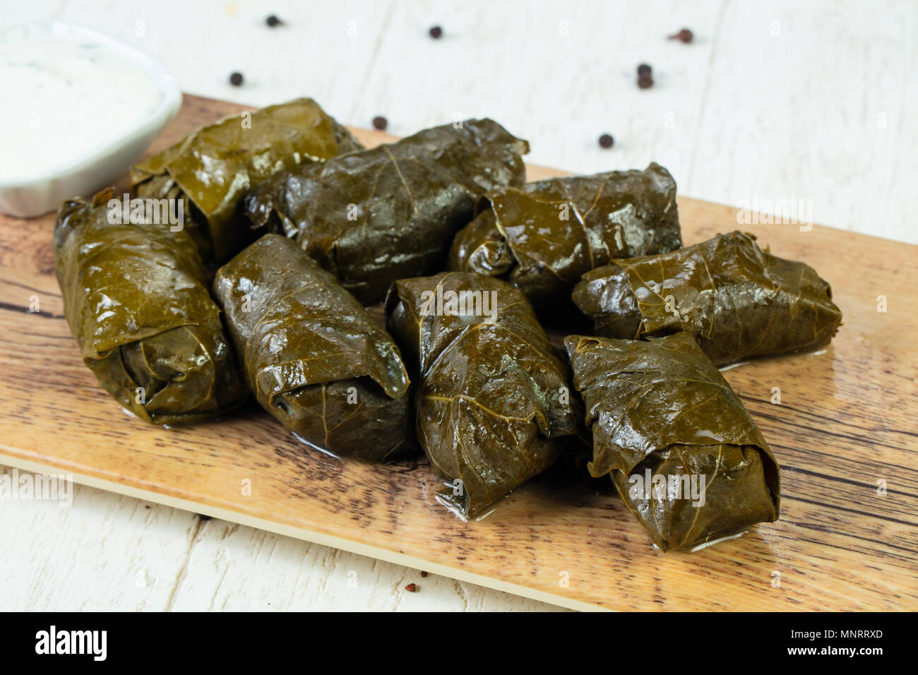 Traditional dolma grape leaves with meat Stock Photo - Alamy
