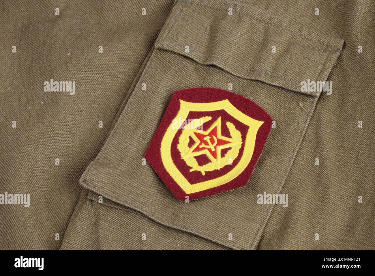 Soviet Army Mechanized infantry shoulder patch on khaki uniform ...