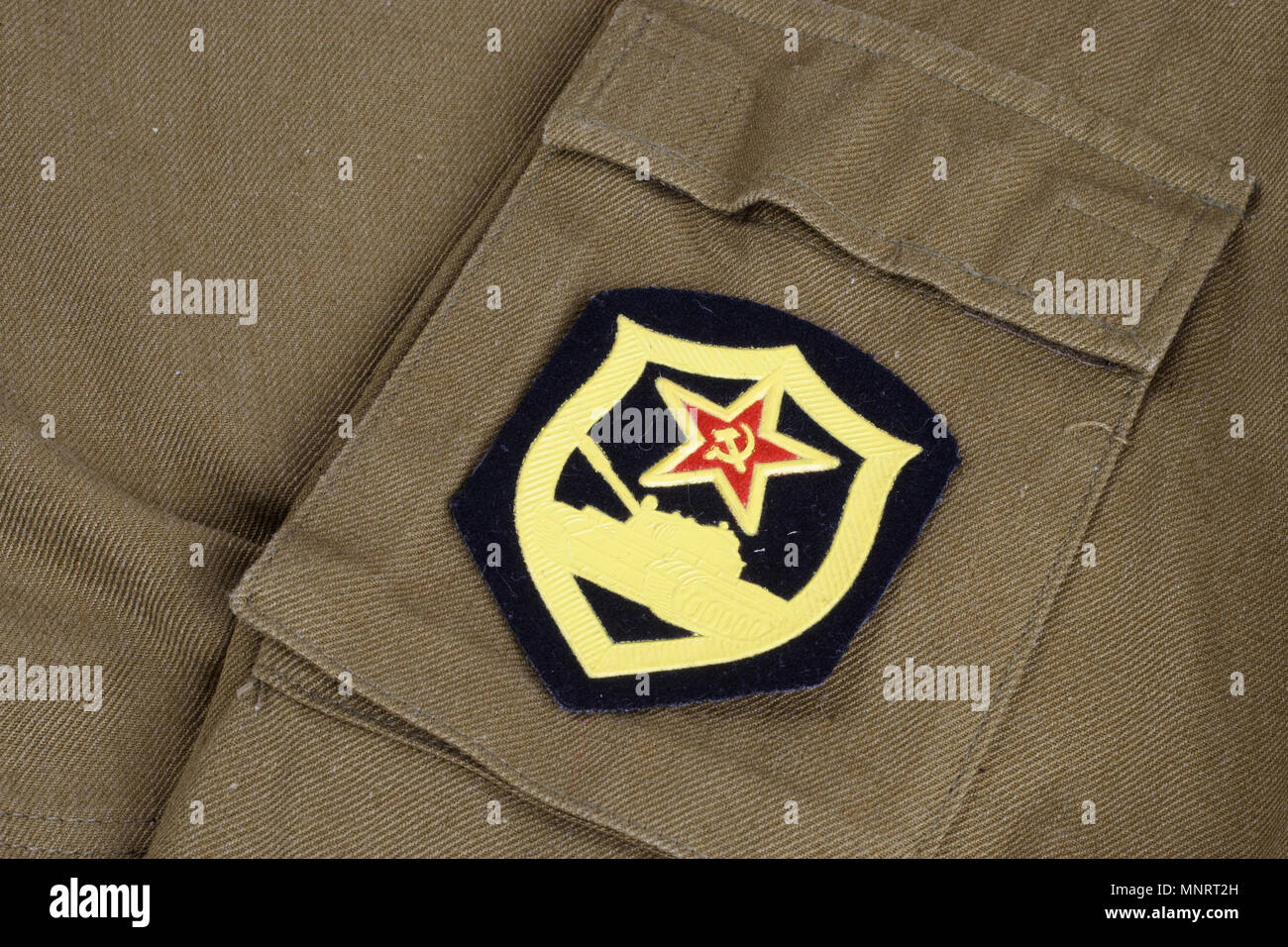 Soviet Army Tank Corps shoulder patch on khaki uniform background Stock ...