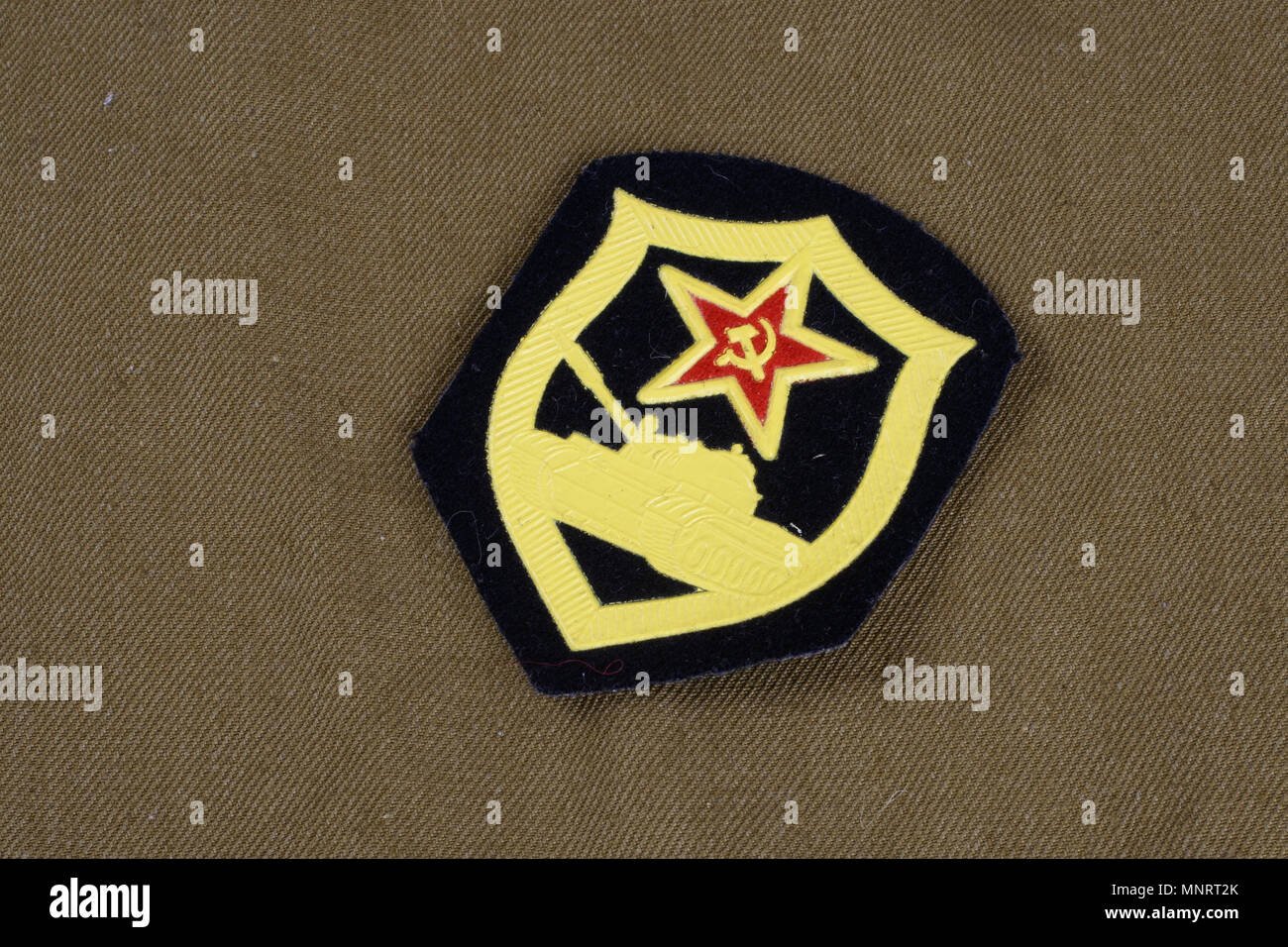 Soviet Army Tank Corps shoulder patch on khaki uniform background Stock ...